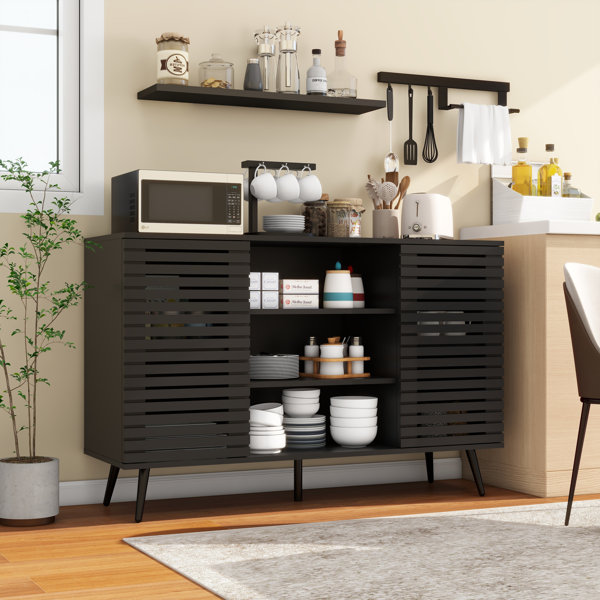 George Oliver Sleek Black Buffet Sideboard Cabinet – Multi-Purpose Storage Solution for Modern ...